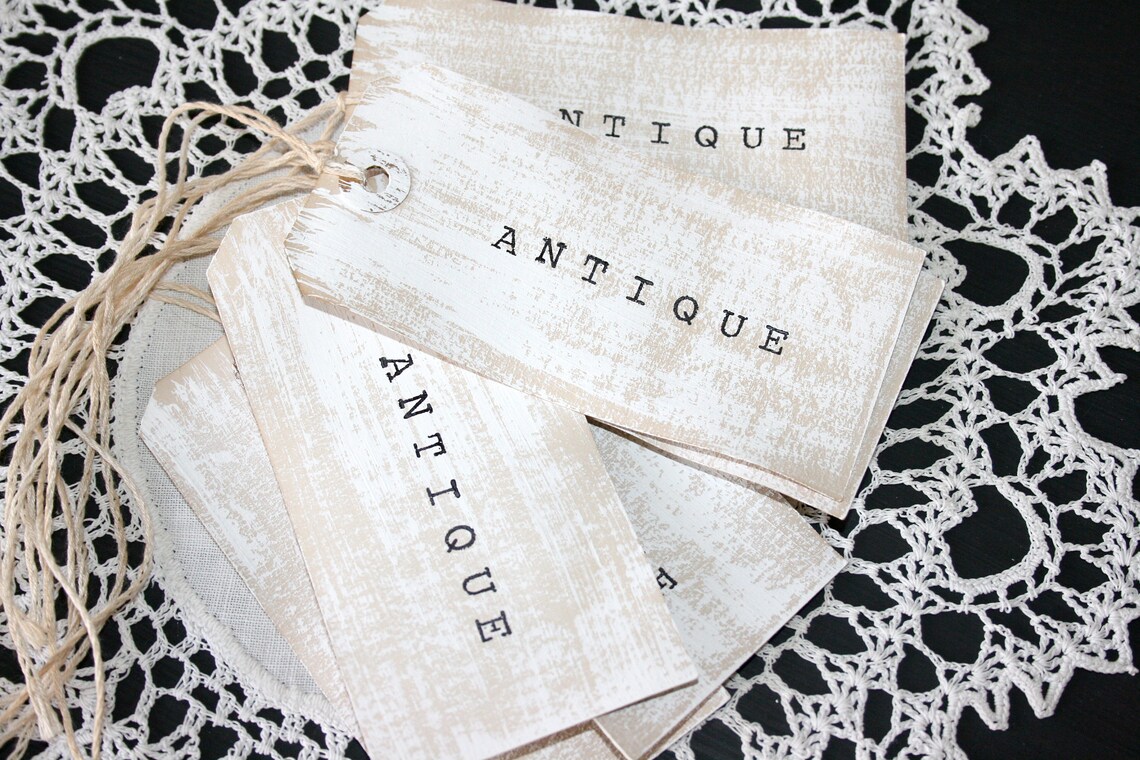 ANTIQUE Gift Tags // Large Shabby Chic Tags // Cottage Style - Etsy
