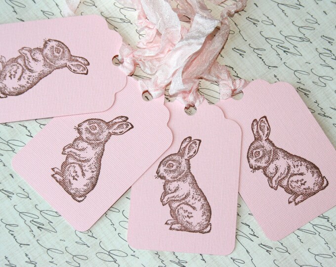 Pink Bunny Tags // Baby Shower Tags // Shabby Chic Gift Tags // Pink ...