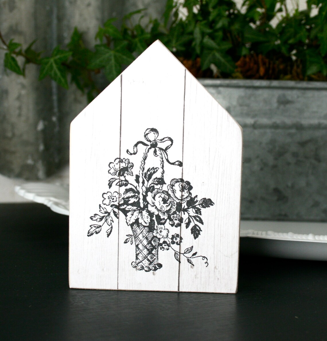 Wood House, Tiered Tray Decor, Farmhouse, Mini Wood House, Black and ...