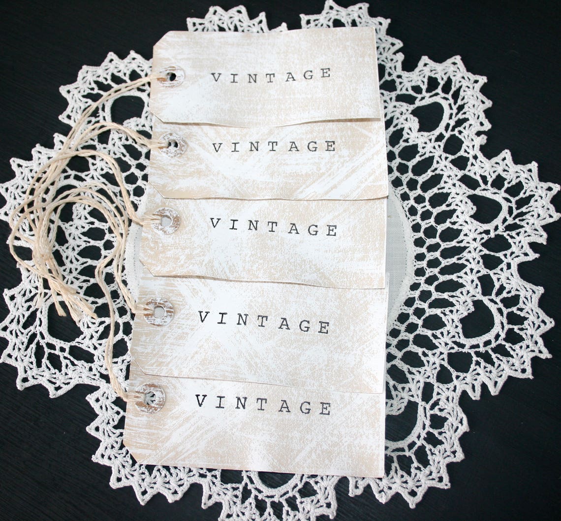 VINTAGE Gift Tags // Large Shabby Chic Tags // Cottage Style Gift Tags ...