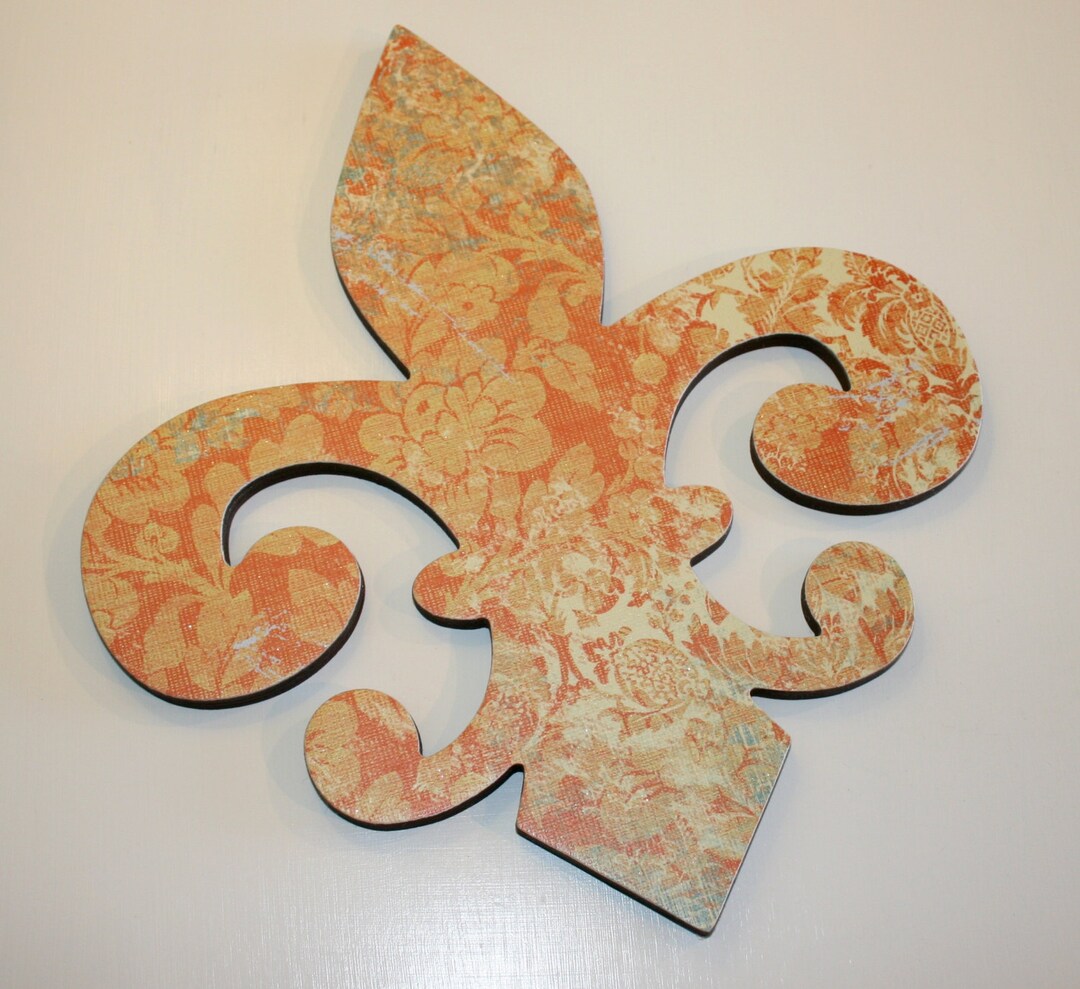 Fleur De Lis Wall Decor , Orange and Cream Wall Decor, Fleur De Lis ...
