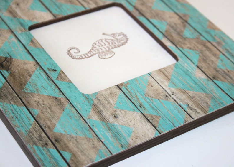 Turquoise Chevron Picture Frame Turquoise Picture Frame - Etsy