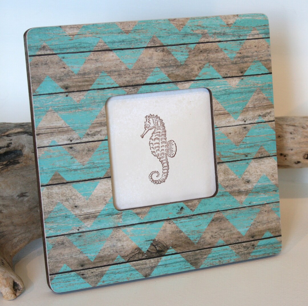 Turquoise Chevron Picture Frame Turquoise Picture Frame - Etsy