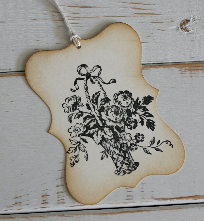 Large Shabby Chic Tags // Cottage Style Gift Tags // Flower - Etsy