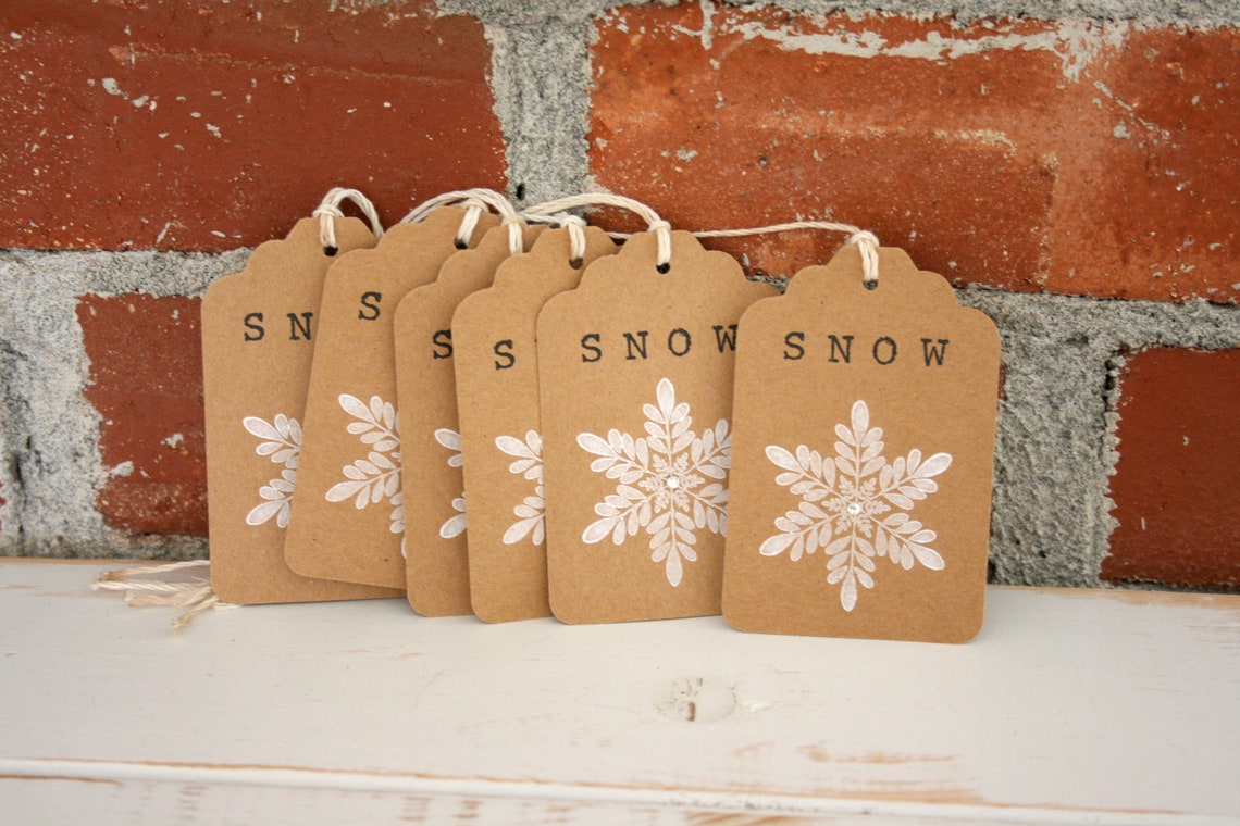 Snowflake Gift Tags // SNOW tags // Set of 6 Gift Tags // | Etsy