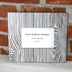 Gray Woodgrain Picture Frame, Decoupaged Frame, Rectangle Frame, Photo ...
