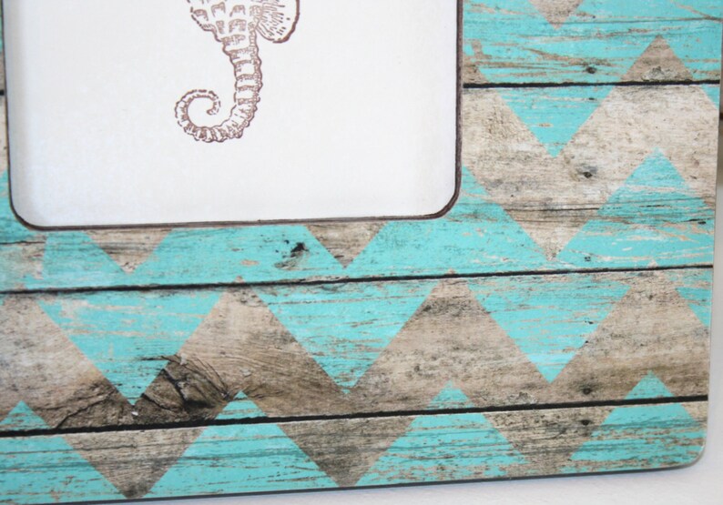 Turquoise Chevron Picture Frame Turquoise Picture Frame - Etsy