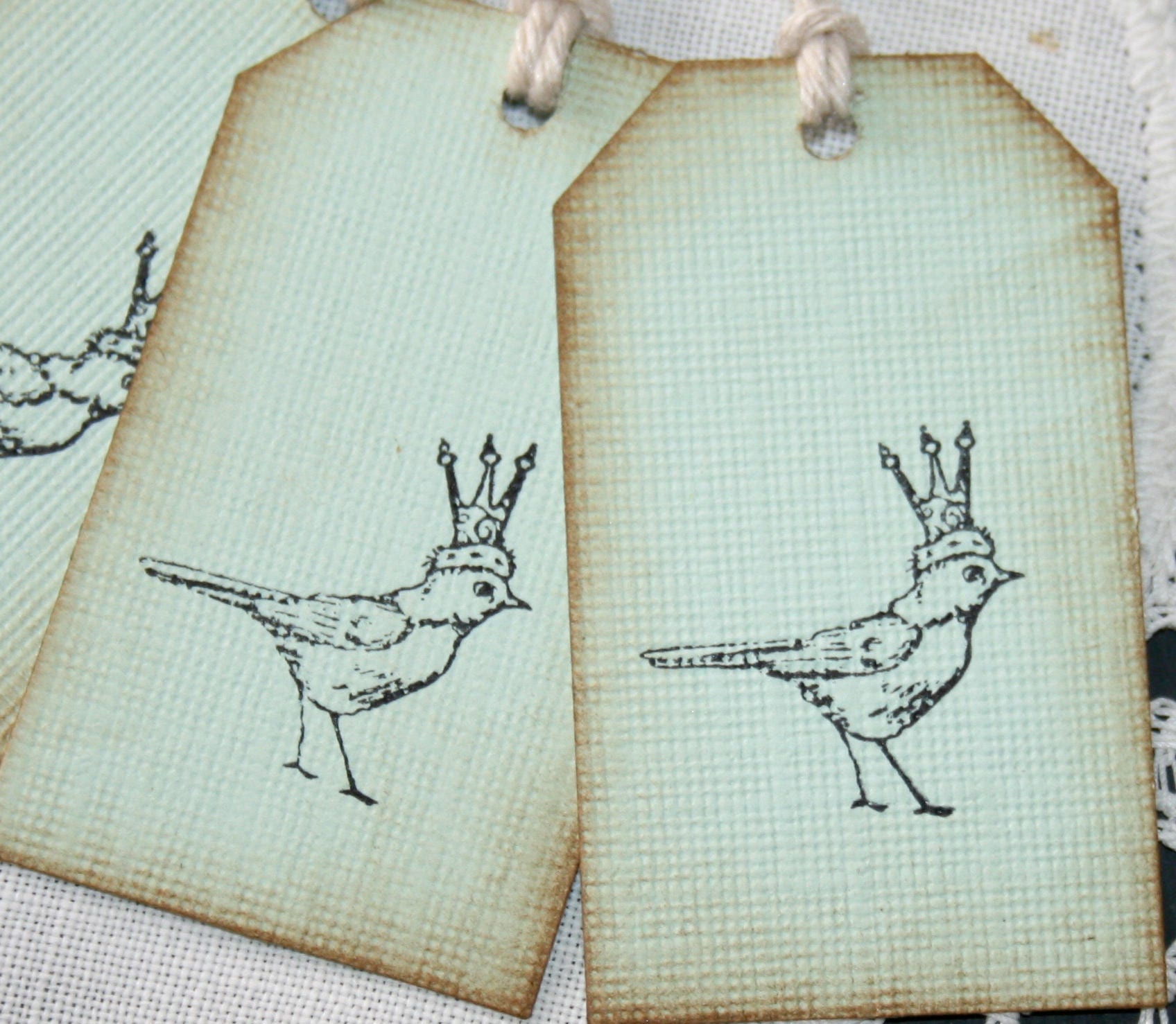 Bird Gift Tags // Set of 4 Gift Tags // Seafoam Gift Tags // | Etsy