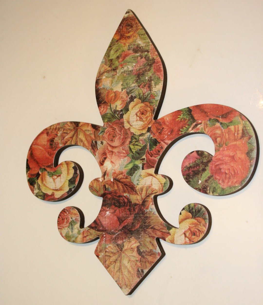 Fleur De Lis Wall Decor, Floral Wall Decor, Rose Wall Decor, Fleur De ...