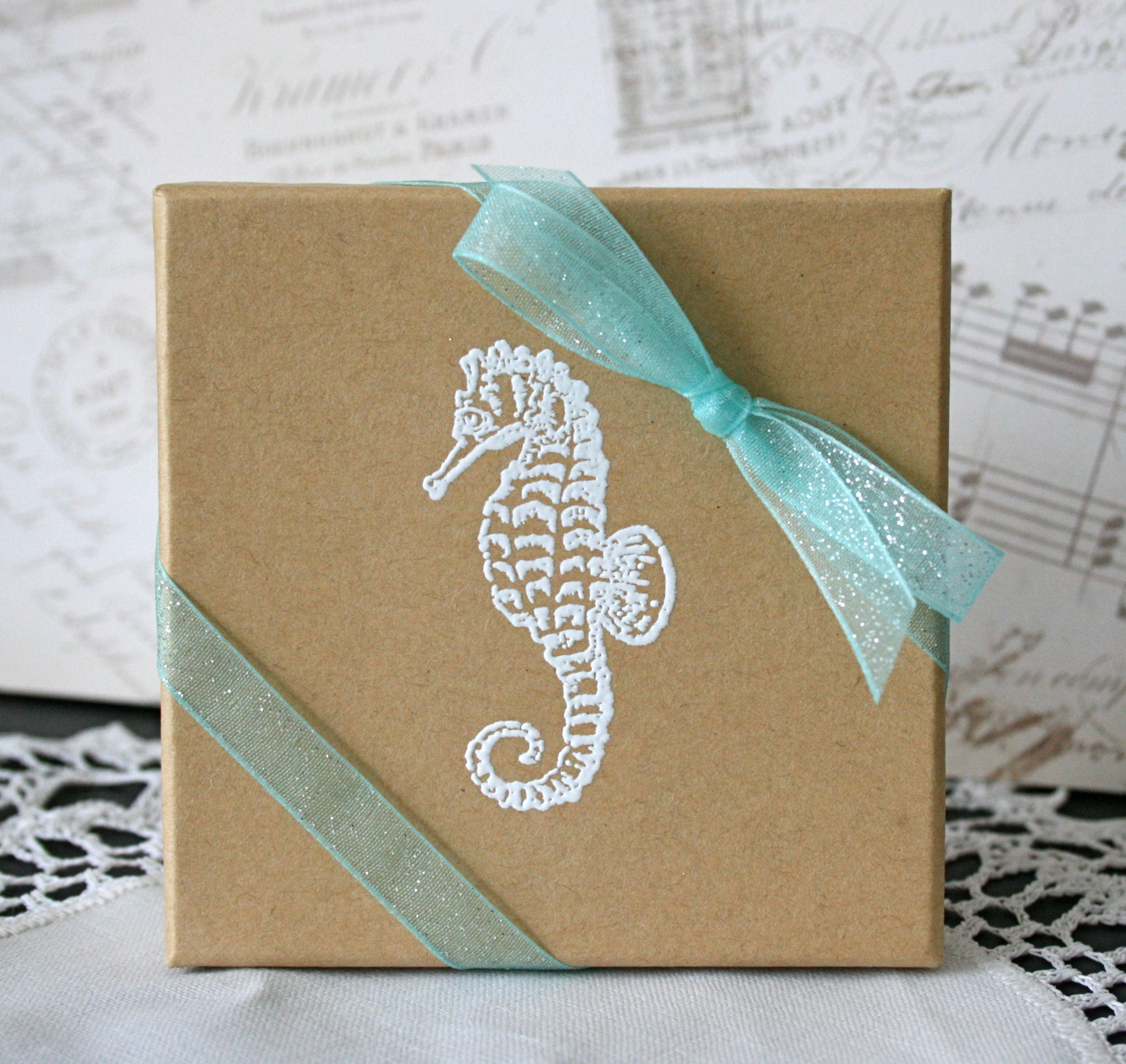 Seahorse Gift box Embossed Gift Boxes Paper gift box | Etsy