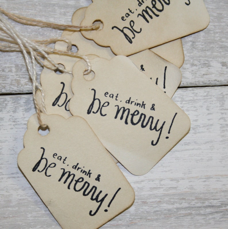 Eat Drink Be Merry Gift Tags // Christmas Gift Tag // Set of 6 Gift ...