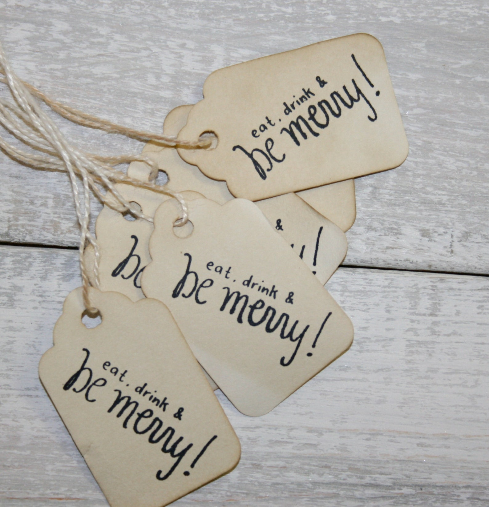 Eat Drink Be Merry Gift Tags // Christmas Gift Tag // Set of 6 - Etsy