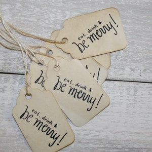 Eat Drink Be Merry Gift Tags // Christmas Gift Tag // Set of 6 Gift ...