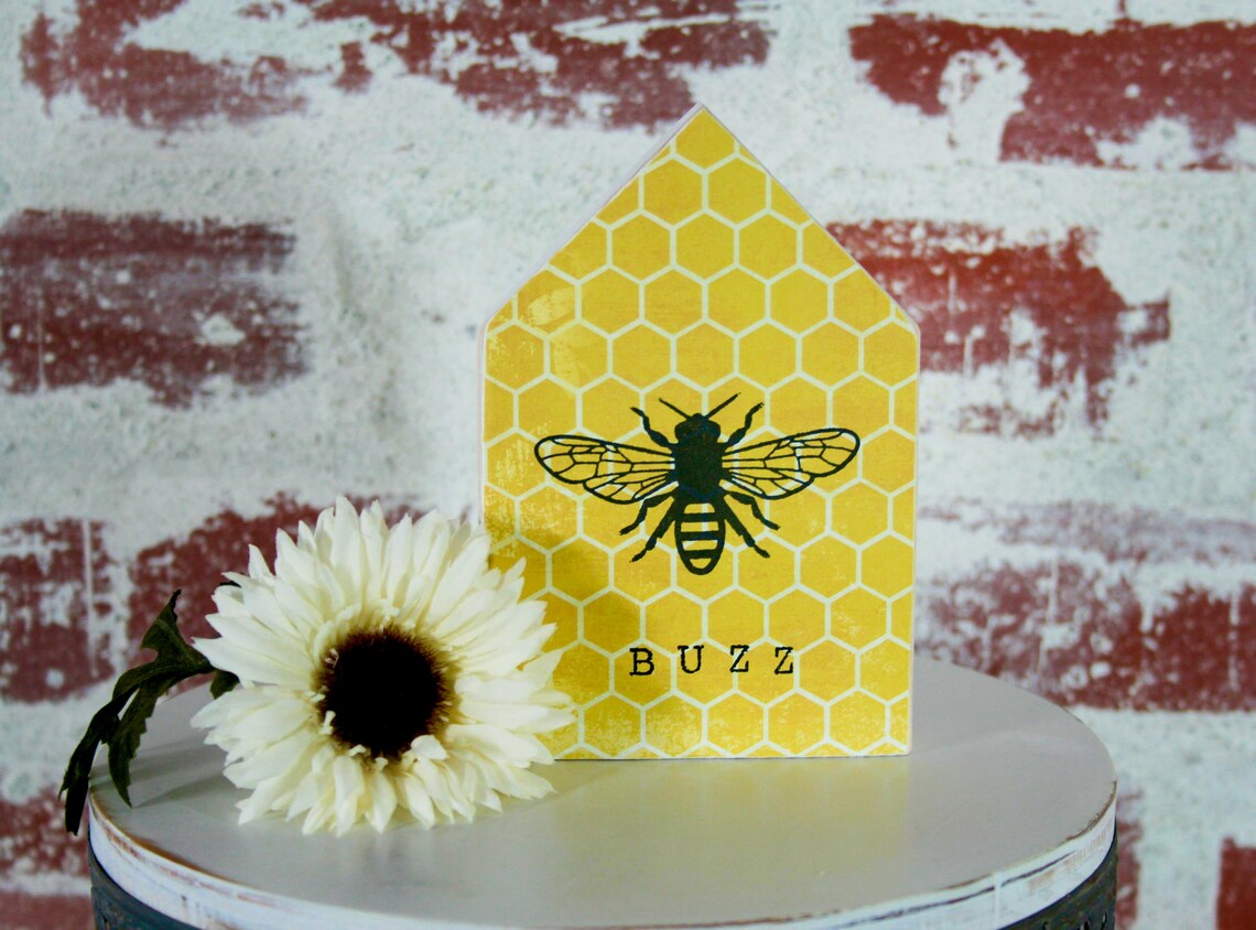Buzz Sign Bee Decor Wood House Tiered Tray Decor | Etsy