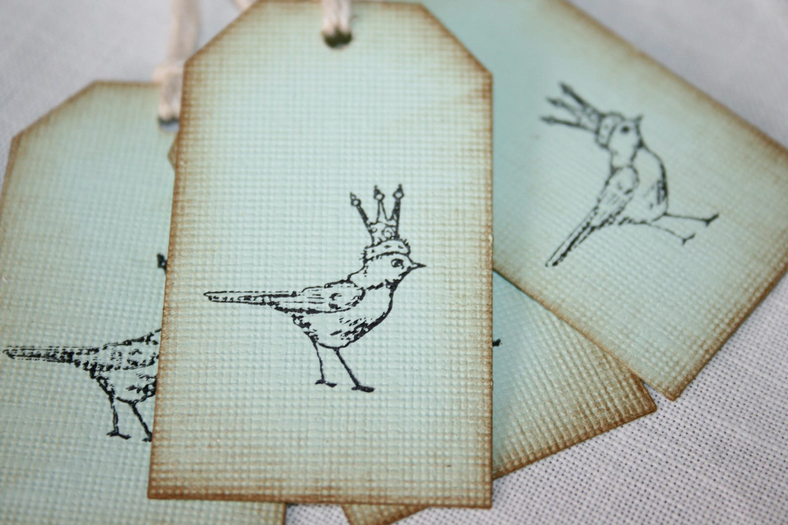 Bird Gift Tags // Set of 4 Gift Tags // Seafoam Gift Tags // - Etsy