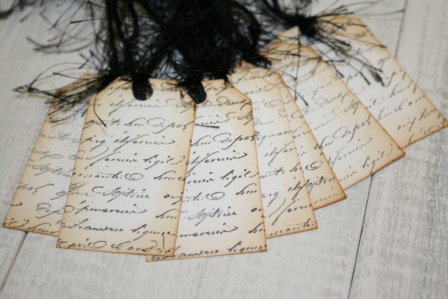 French Script Gift Tags // Set of 7 Gift Tags // Shabby Chic - Etsy