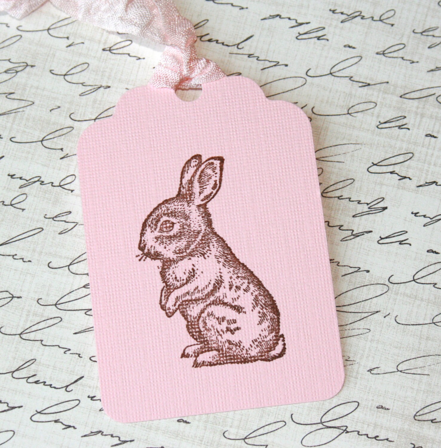Pink Bunny Tags // Baby Shower Tags // Shabby Chic Gift Tags - Etsy