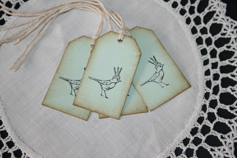 Bird Gift Tags // Set of 4 Gift Tags // Seafoam Gift Tags // - Etsy