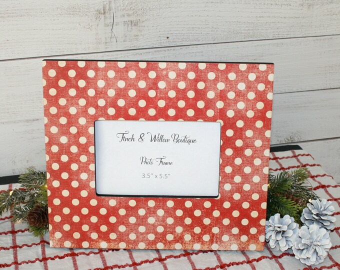 Red and White Frame, Christmas Picture Frame, Christmas Decor, Red ...