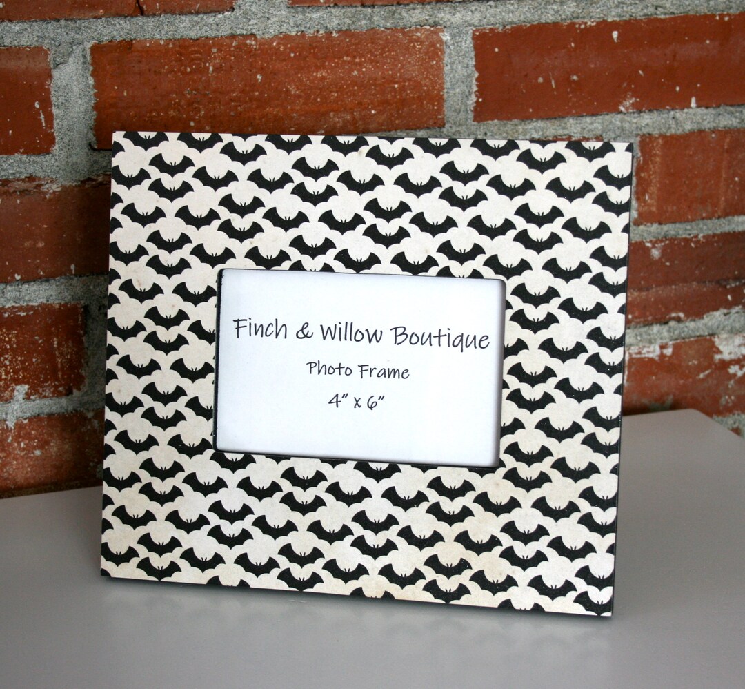 Black Bats Picture Frame, Halloween Decor, Rectangle Frame, Photo Frame ...
