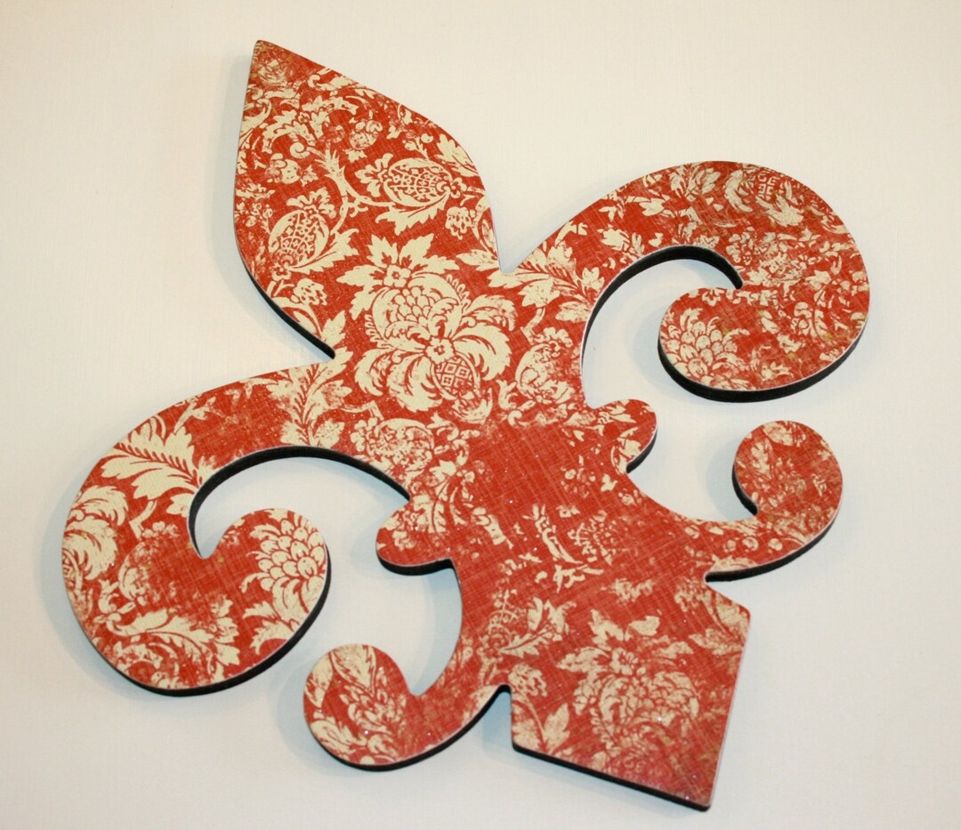 Fleur De Lis Wall Decor , Red and Cream Wall Decor, Fleur De Lis Wall ...