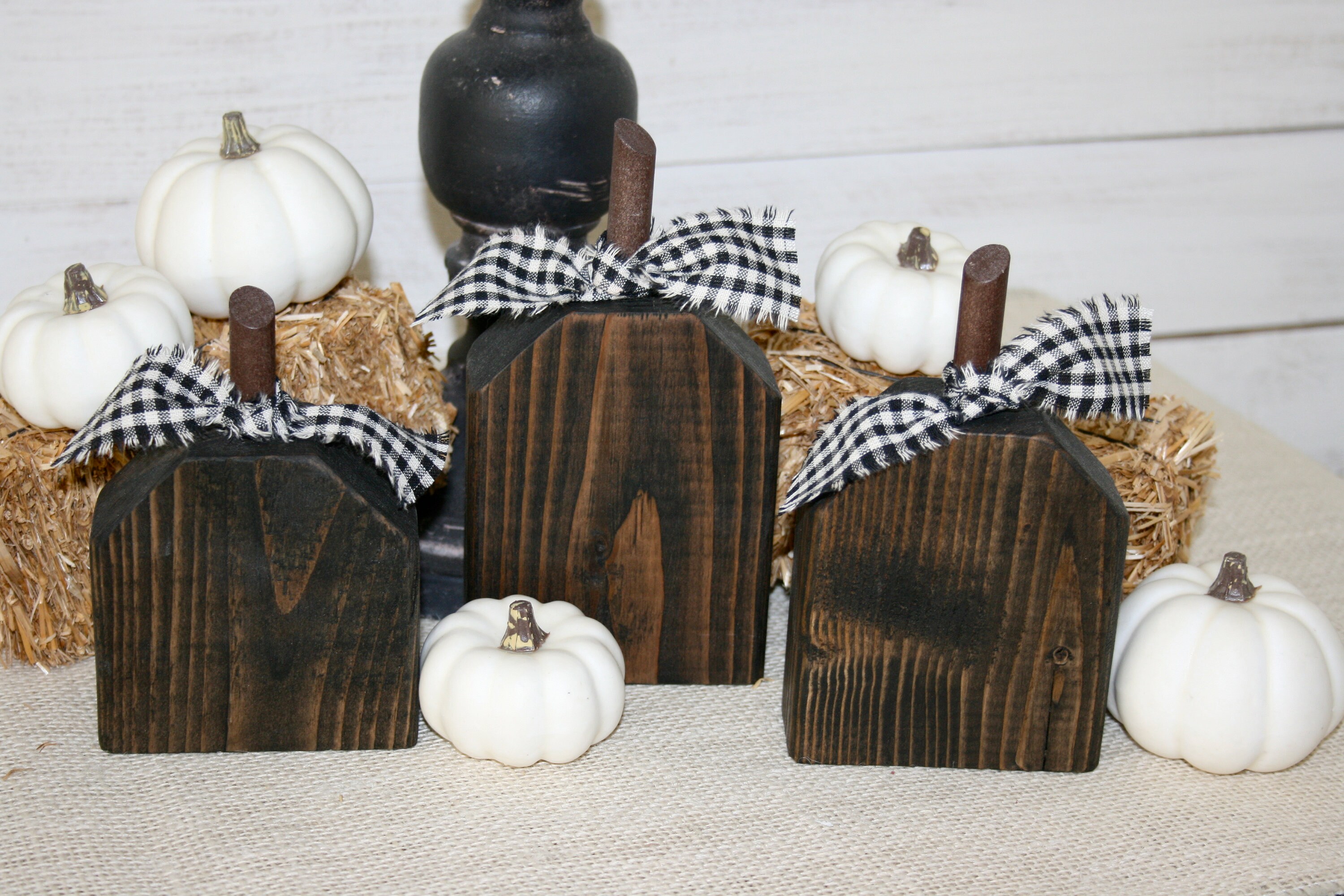 Wooden Pumpkin Set Rustic Wood Pumpkins Halloween Decor | Etsy