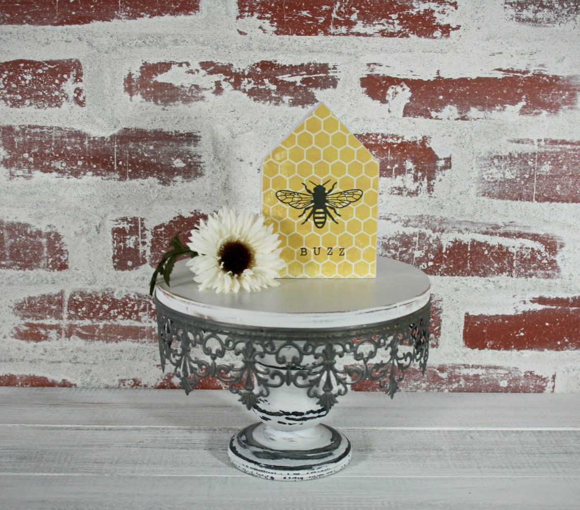 Buzz Sign Bee Decor Wood House Tiered Tray Decor | Etsy