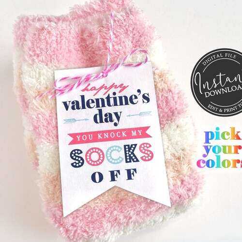 Happy Valentine's Day You Knock My Socks off Printable - Etsy