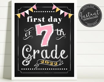 First Day of Seventh Grade Sign - Etsy