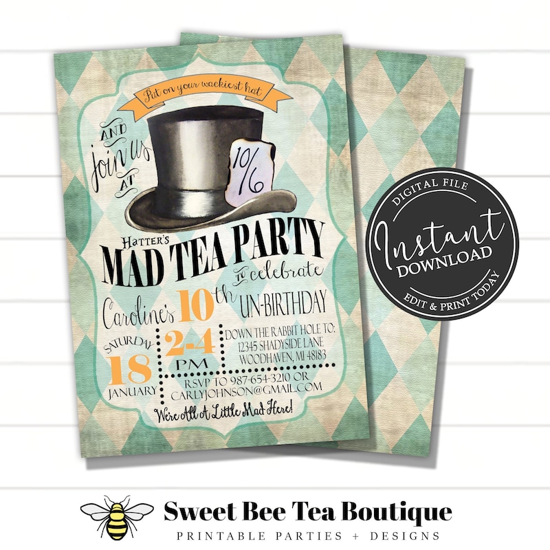 Mad Hatter Invite - Etsy