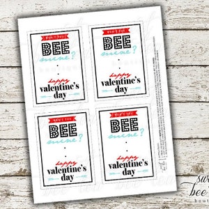 Happy Valentine's Day Won't You BEE Mine - Printable Cards - School ...