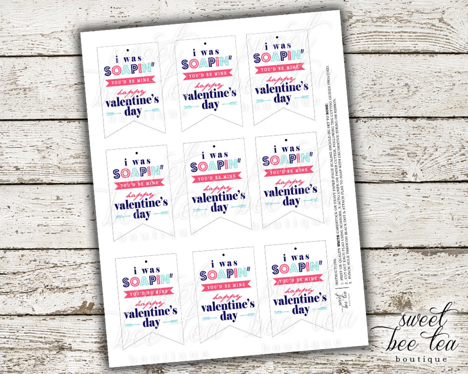 Happy Valentine's Day Soapin' You'd Be Mine - Printable Flags - Wife ...