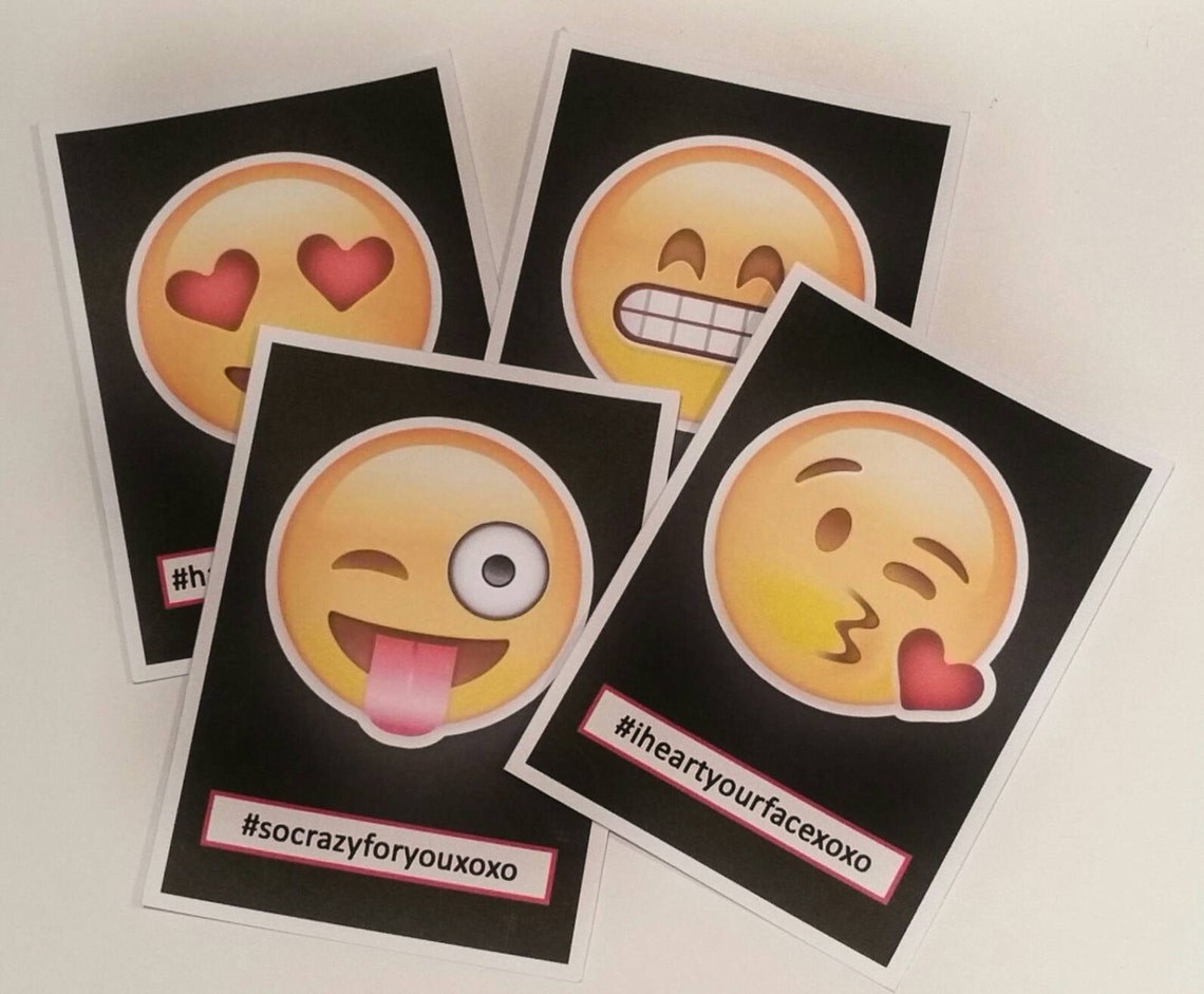 Emoji Valentine's Day Cards Printable Valentines - Etsy