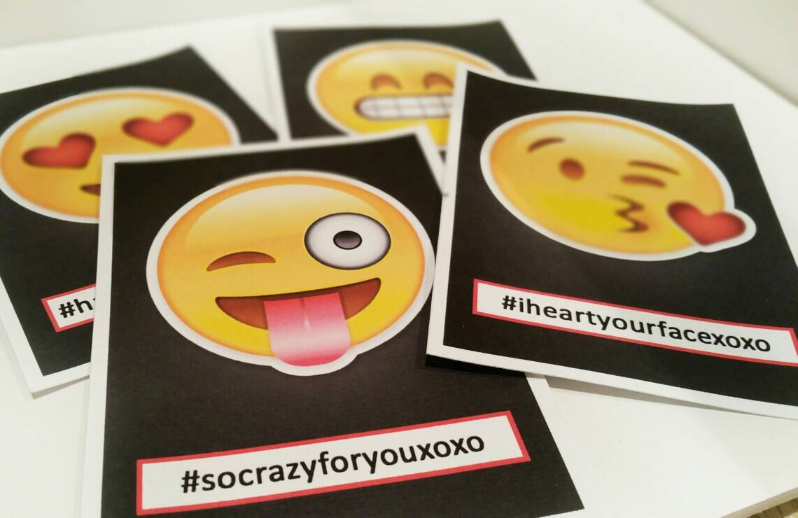 Emoji Valentine's Day Cards Printable Valentines - Etsy