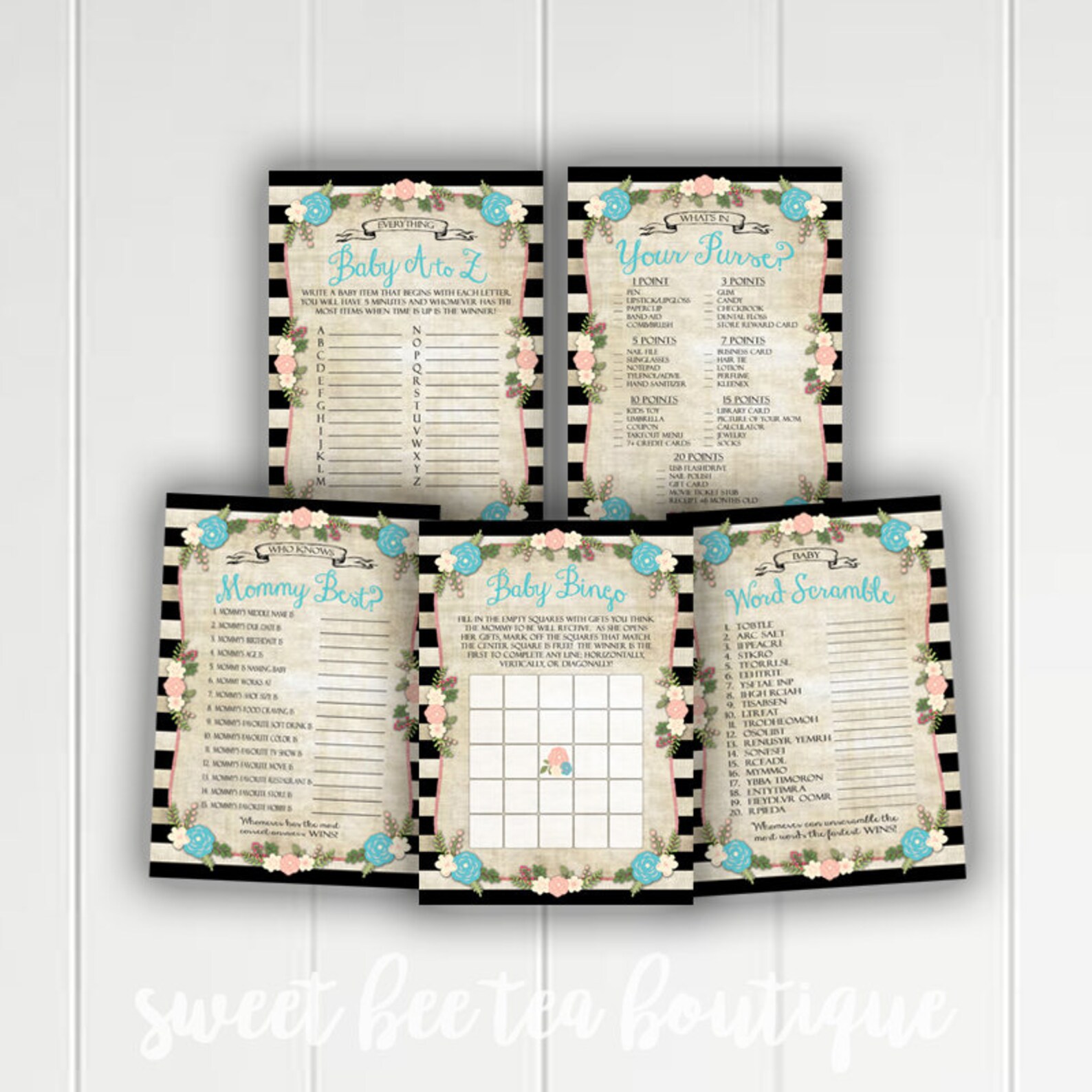 Alice in Wonderland Printable Baby Shower Games Bingo Word - Etsy