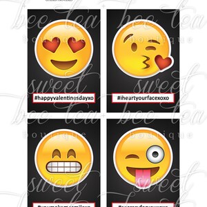 Emoji Valentine's Day Cards - Printable Valentines - Digital File ...