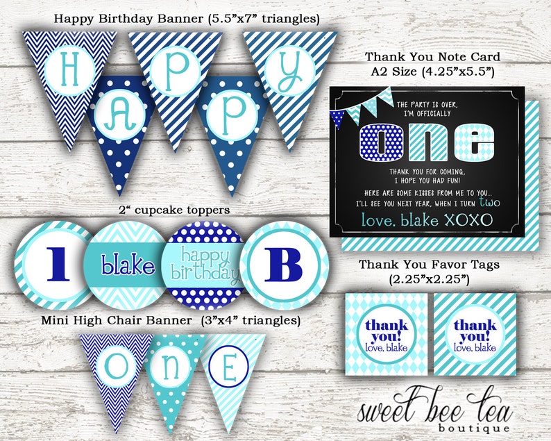 Baby Boys Blue Ombre Custom Birthday Invitation Invite - Printable ...
