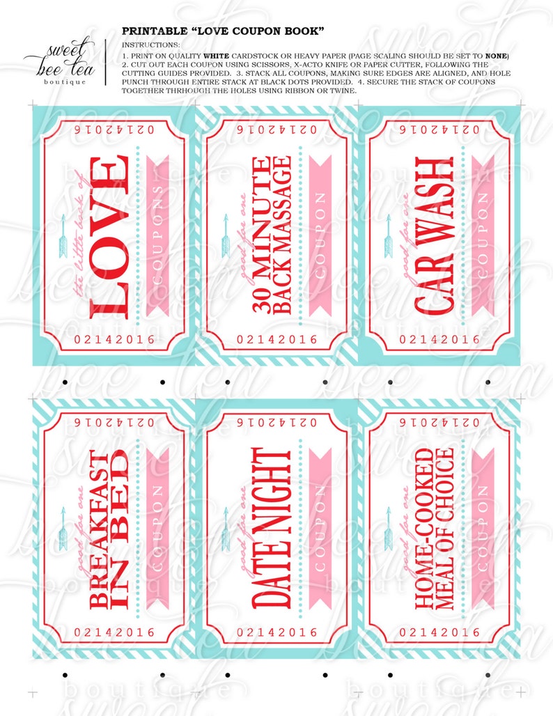 Love Coupon Book Valentine's Day Mother's Day | Etsy