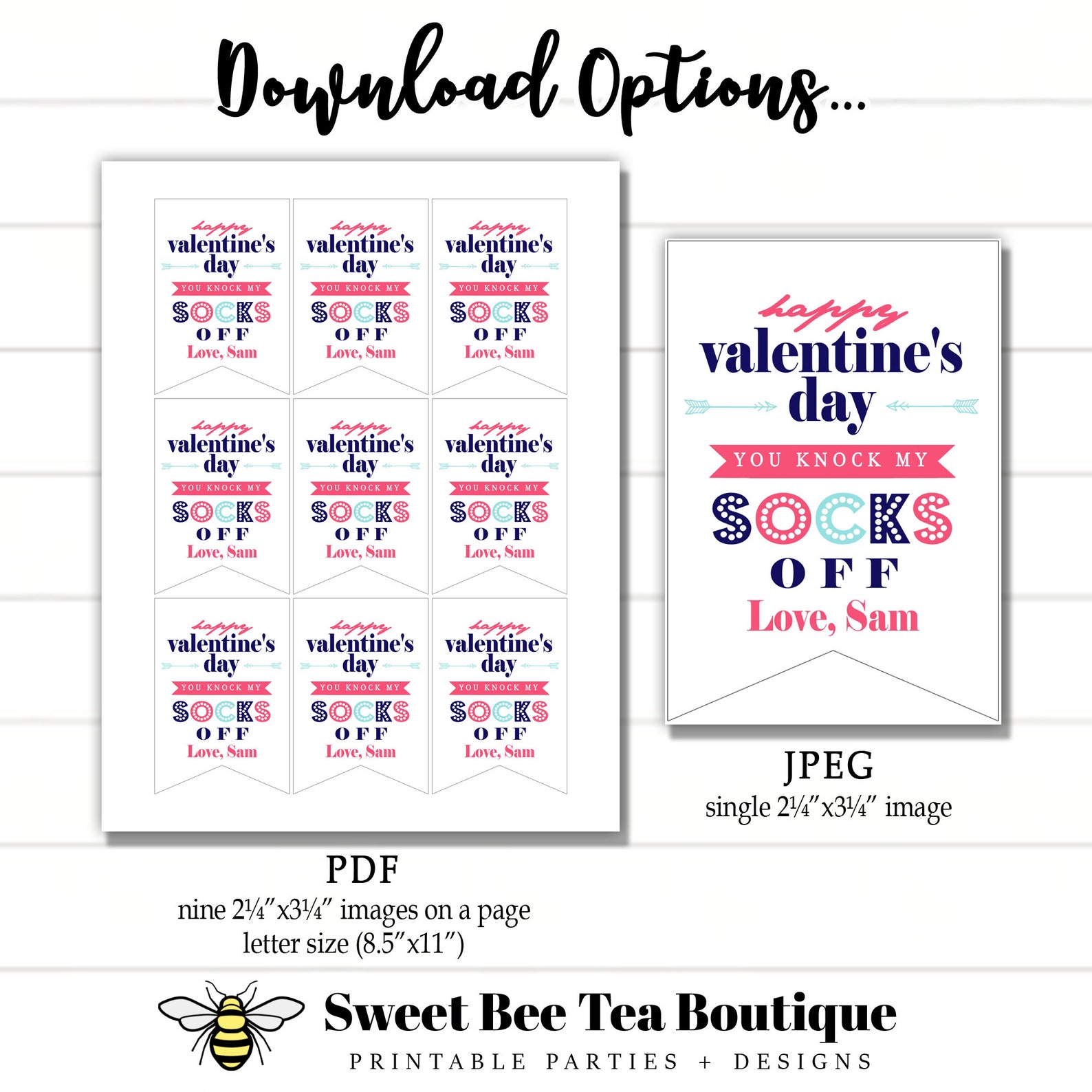 Happy Valentine's Day You Knock My Socks off Printable - Etsy