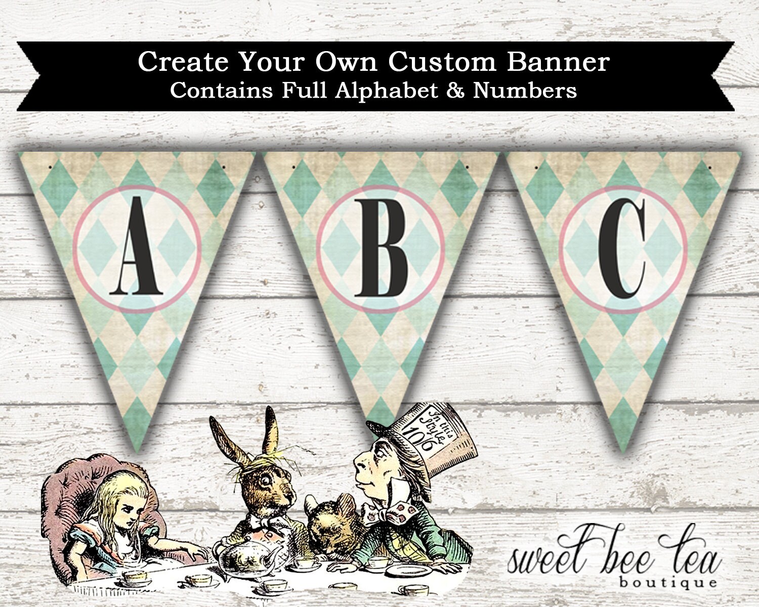 Boys Girls Alice in Wonderland Printable Banner First 1st | Etsy