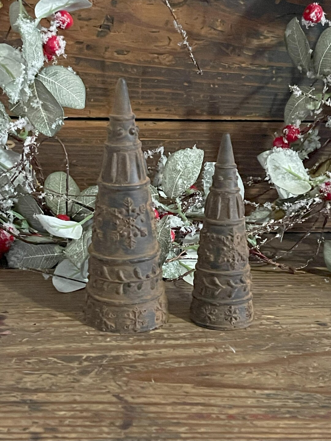 Set of 2 Blackened Beeswax Cone Trees - Etsy
