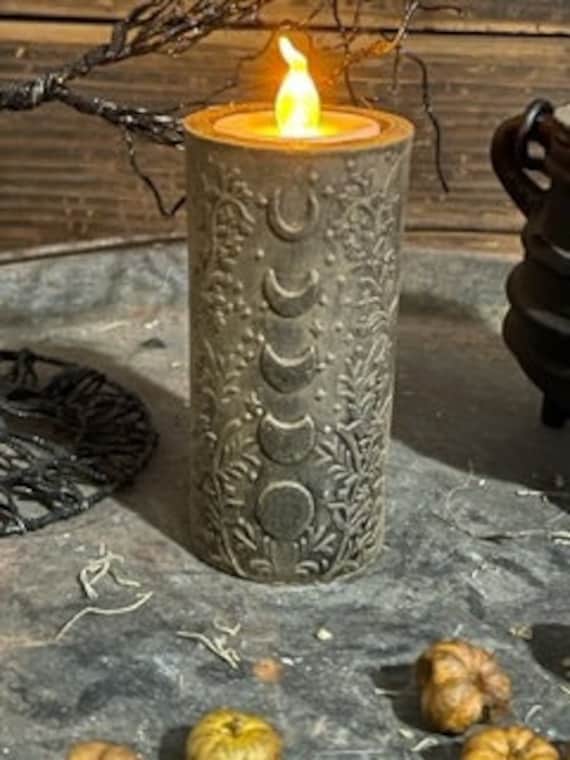 Beeswax Moon Phases Candle W/timer Tealight - Etsy