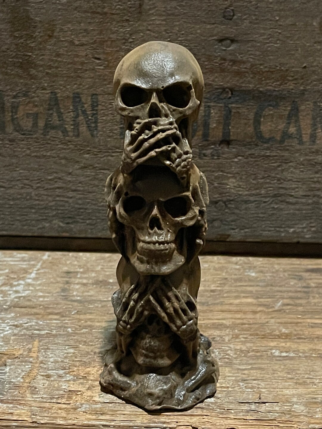 Stacked Totem Skeletons Hear No Evil Blackened Beeswax - Etsy