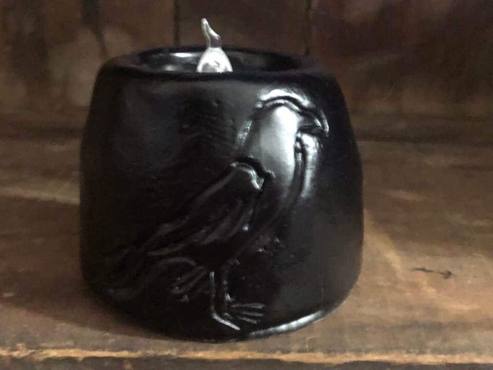 Raven Black Beeswax Flameless Candle W/timer Tealight - Etsy
