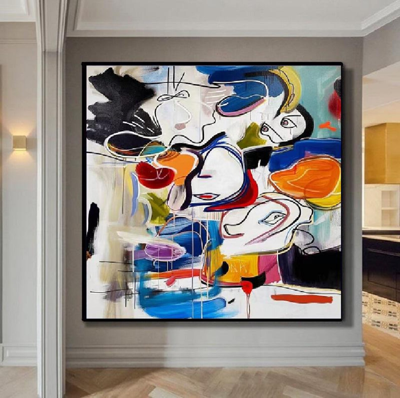 Large Graffiti-style Painting – Hand-painted Abstract Wall Art for Home ...