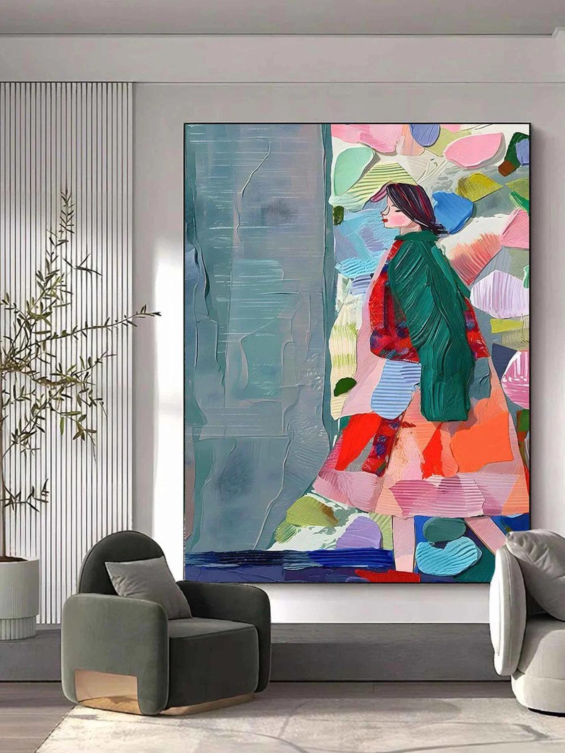 Handcrafted Figure Painting Modern Wall Art for Home Decor #MDP1021 - Etsy