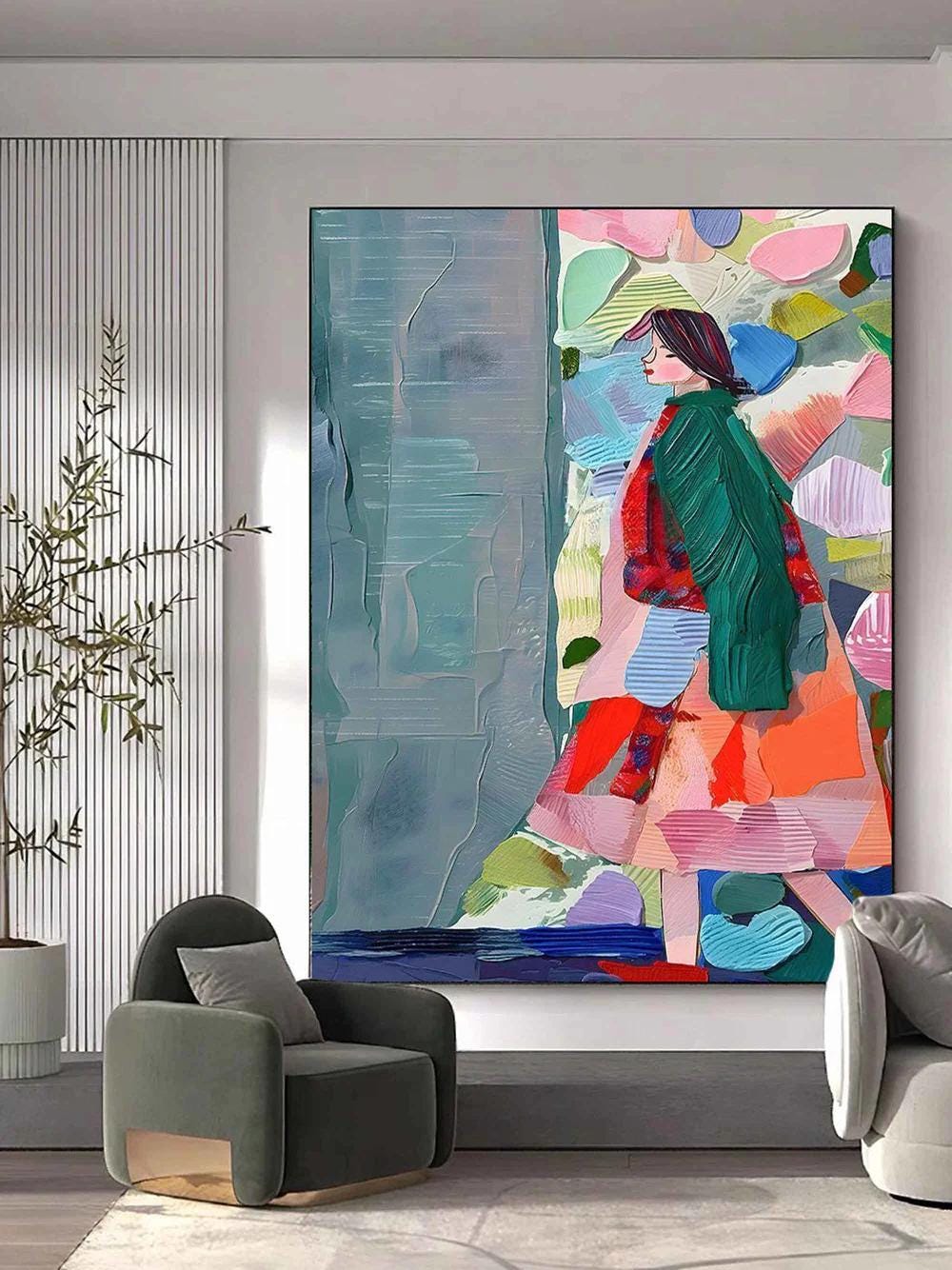 Handcrafted Figure Painting Modern Wall Art for Home Decor #MDP1021 - Etsy
