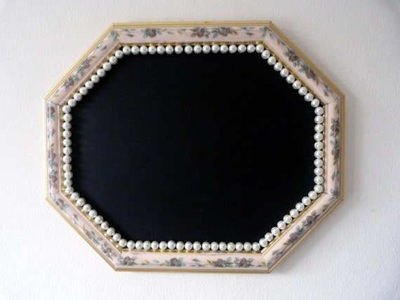 Items similar to Pretty Shabby Chic Hexagonal Black Chalk Board, OOAK ...