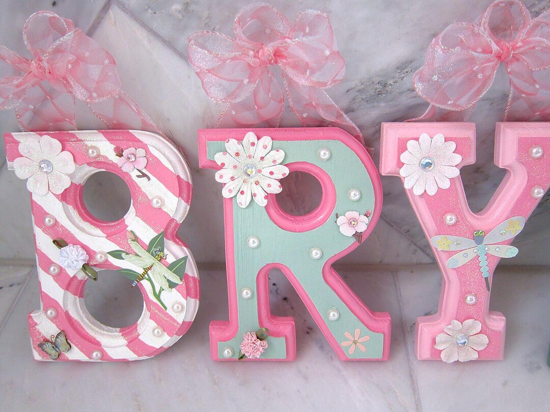 Custom Wooden Name Letters – Pink & Mint Nursery Decor - Etsy