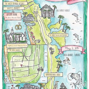 Large Hand Drawn Wedding Map: Watercolors - Etsy